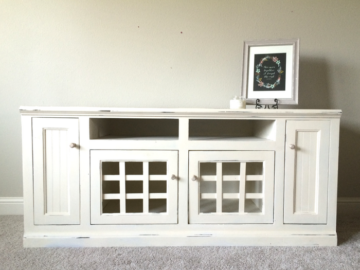 DIY TV Stand Makeover | Annie Sloan Chalk Paint in Old White - The ...