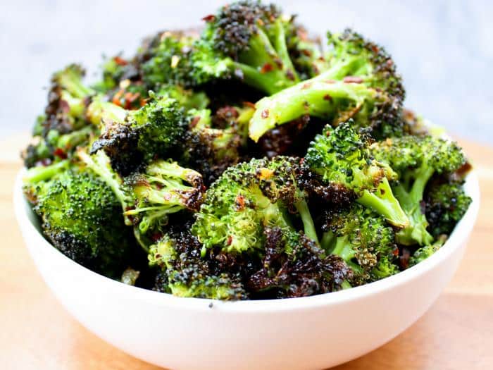 Spicy Roasted Broccoli by The Whole Cook in bowl side - The Whole Cook