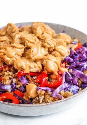 Chicken Satay Cauliflower Rice Bowls - The Whole Cook
