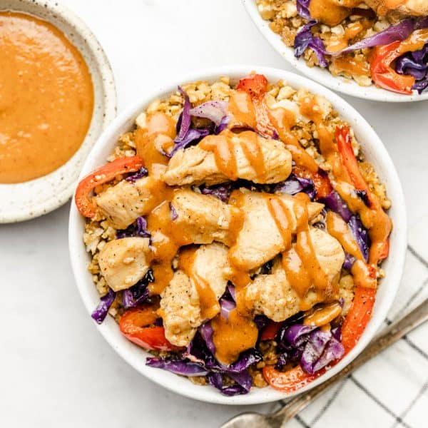 Chicken Satay Cauliflower Rice Bowls - The Whole Cook