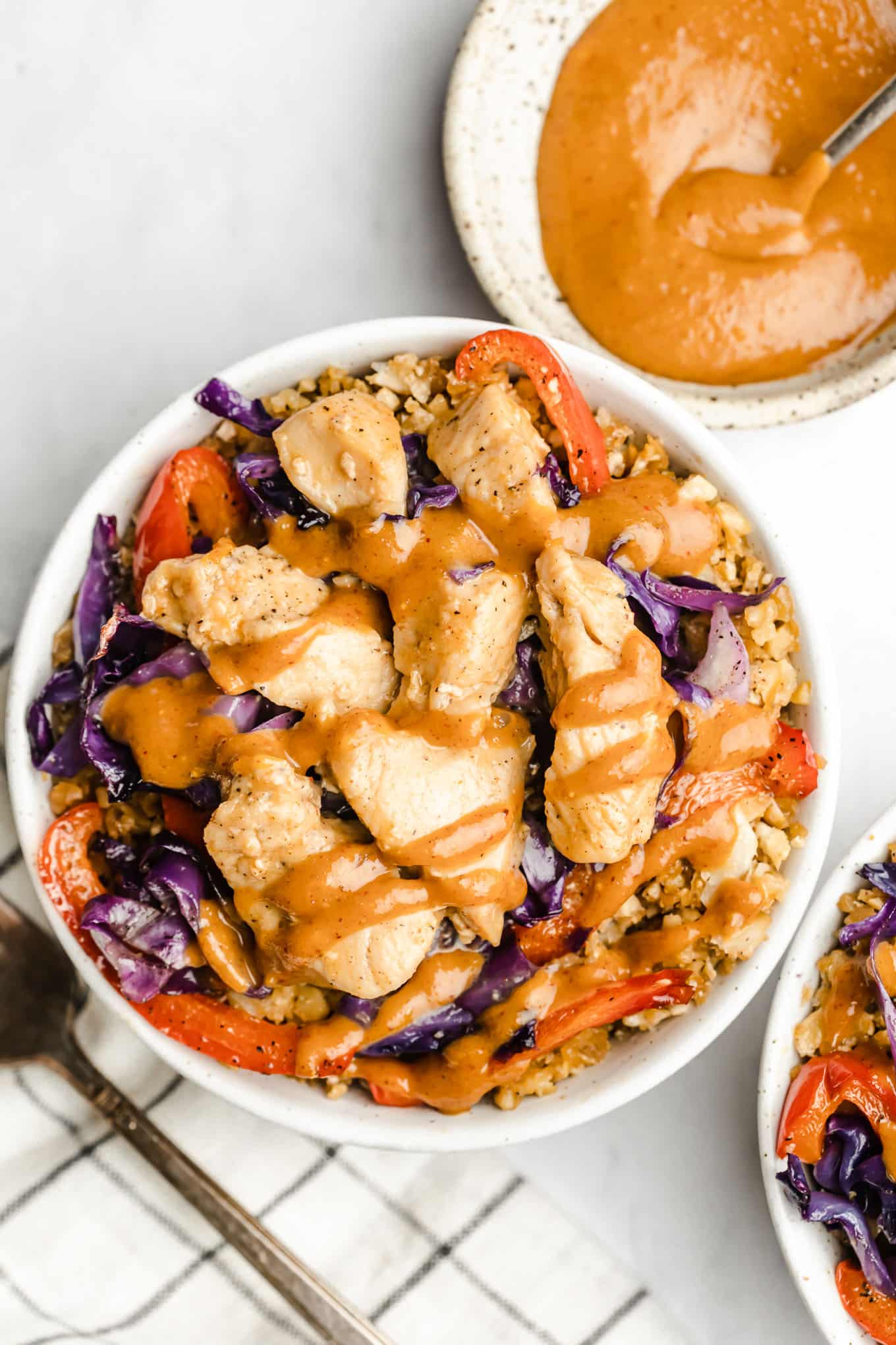 Chicken Satay Cauliflower Rice Bowls - The Whole Cook