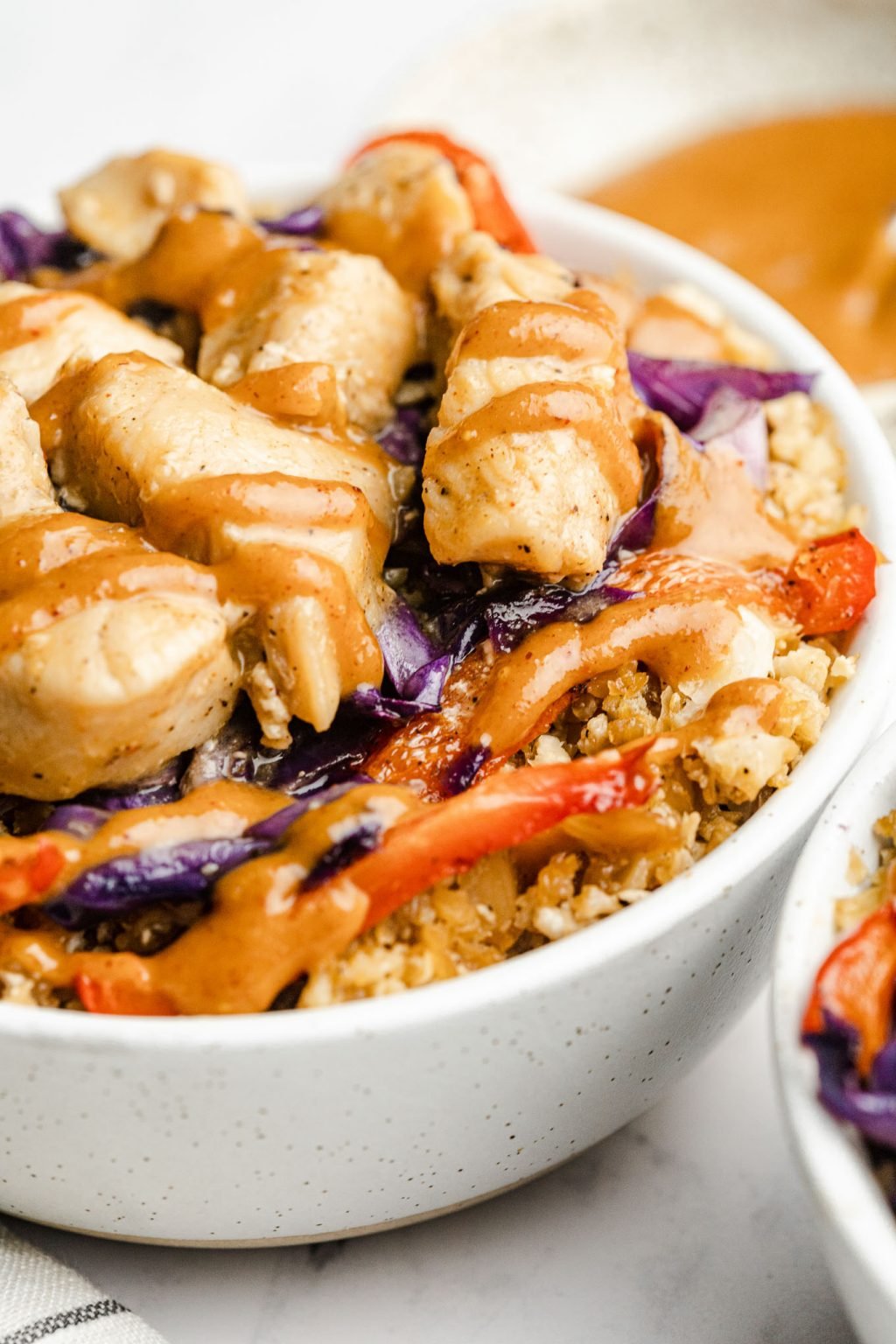 Chicken Satay Cauliflower Rice Bowls - The Whole Cook