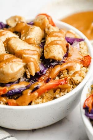 Chicken Satay Cauliflower Rice Bowls - The Whole Cook