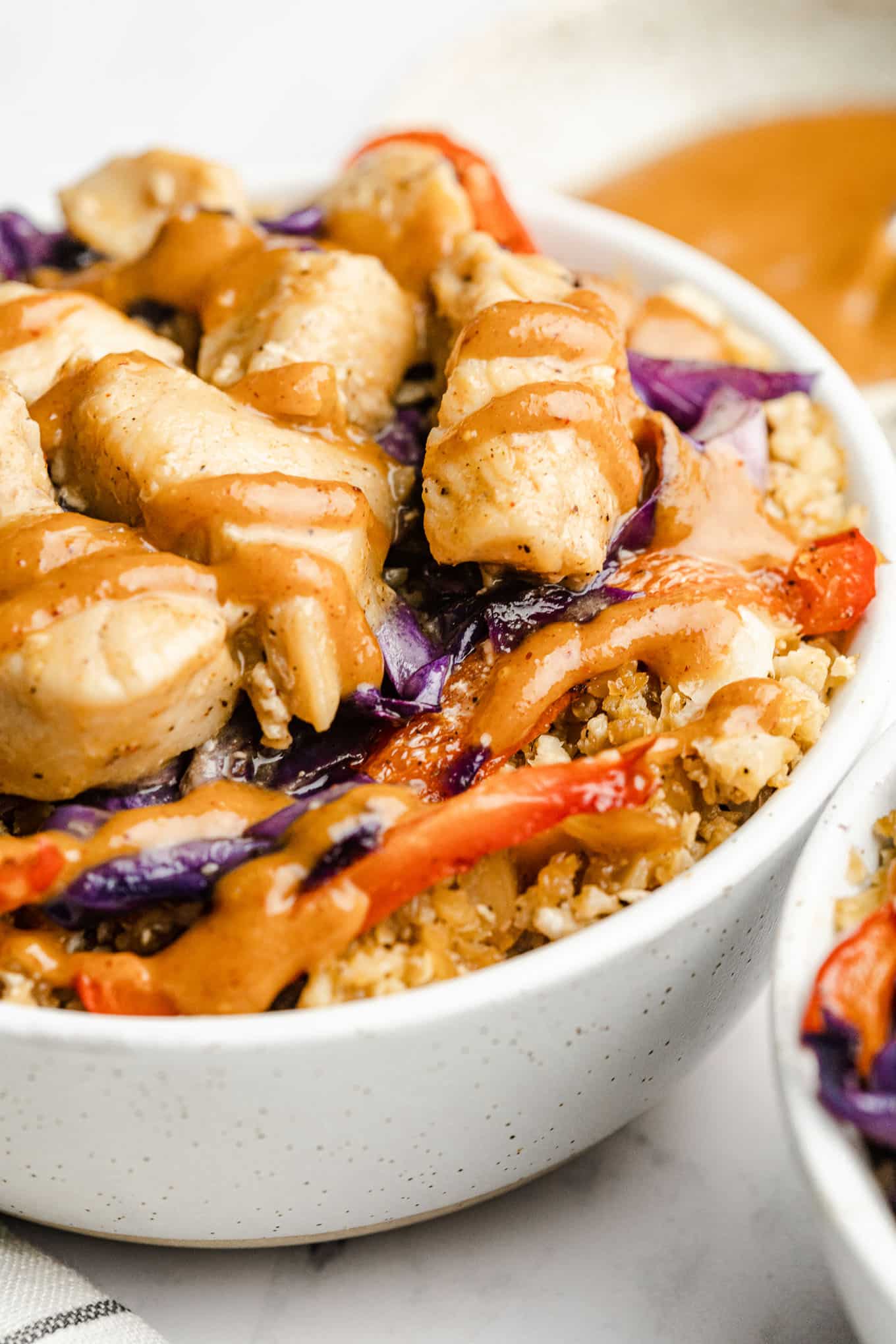 Chicken Satay Cauliflower Rice Bowls - The Whole Cook
