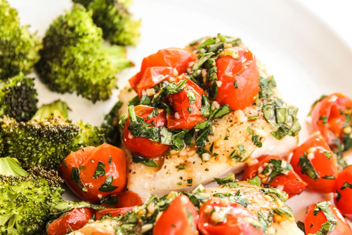 Tomato Basil Cod with Broccoli - The Whole Cook