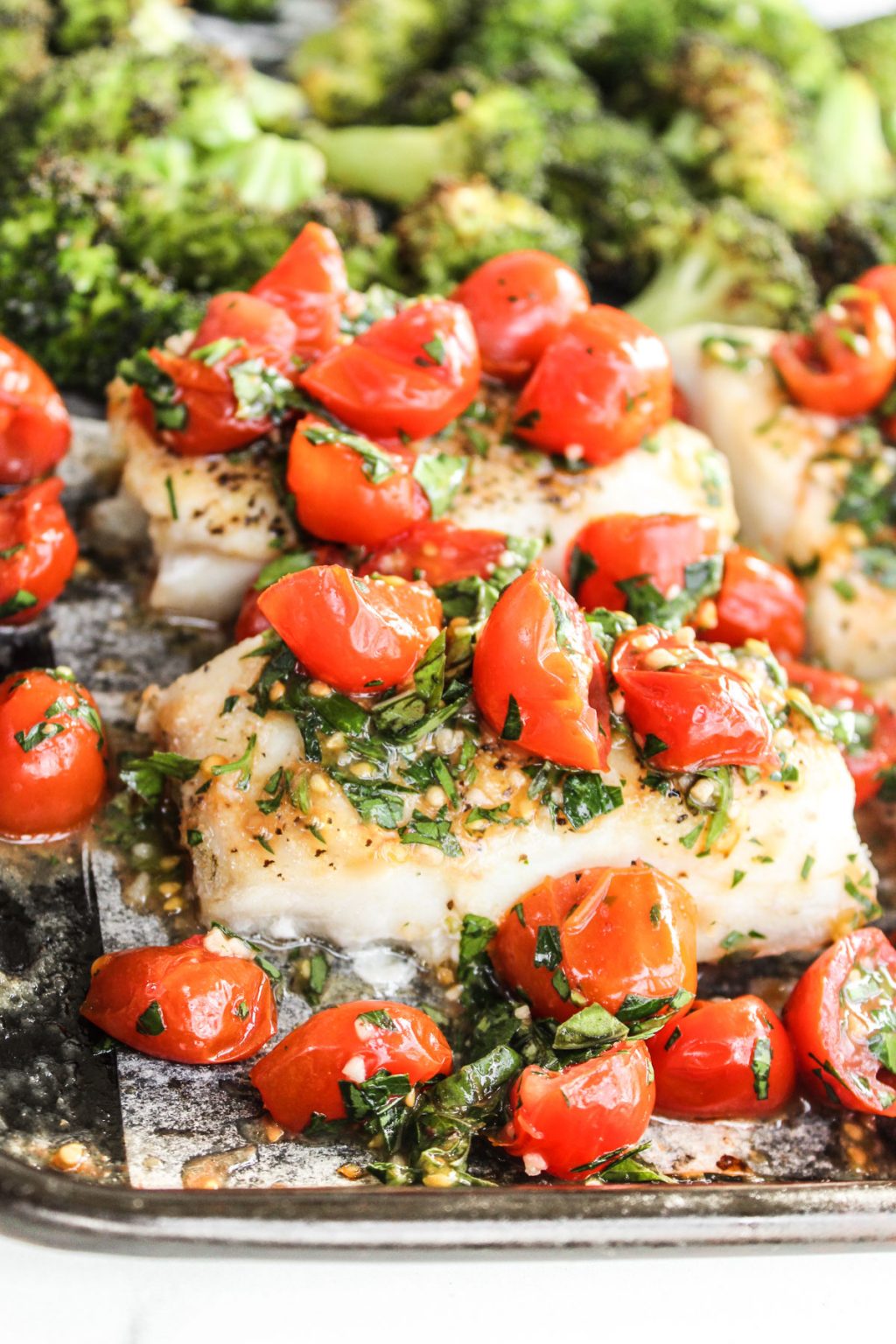 Tomato Basil Cod with Broccoli - The Whole Cook