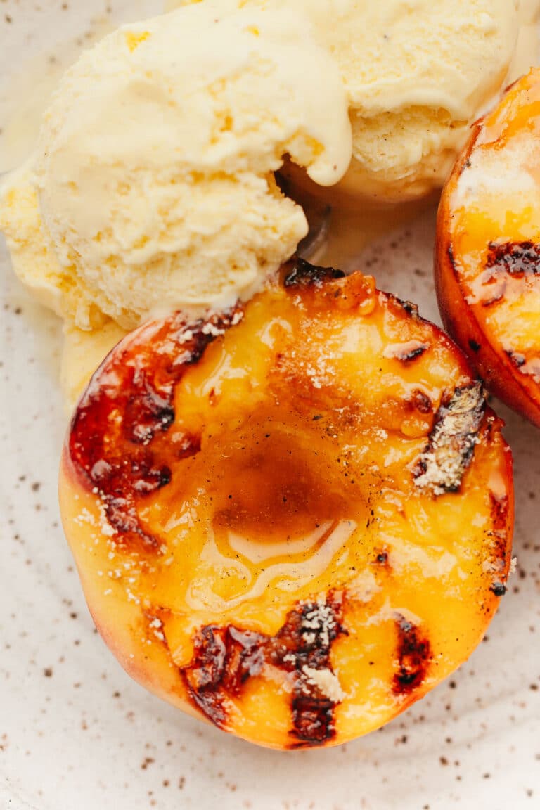 Grilled Peaches with Vanilla Ice Cream - The Whole Cook