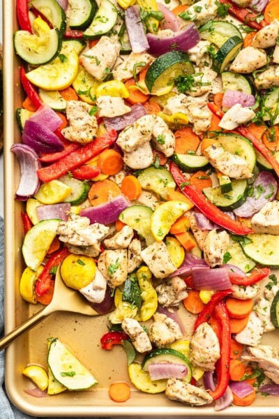Sheet Pan Chicken and Rainbow Vegetables - The Whole Cook