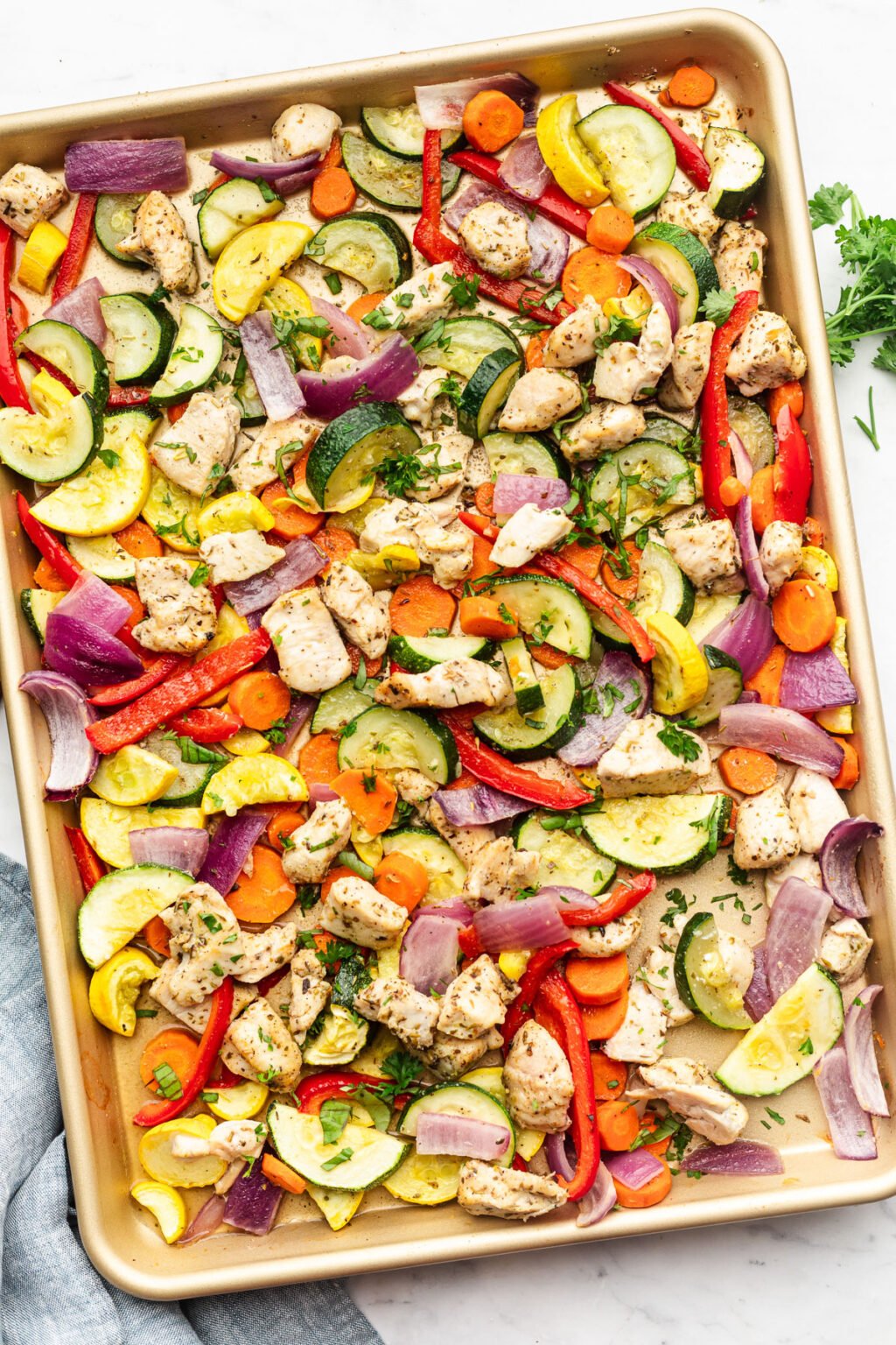 Sheet Pan Chicken and Rainbow Vegetables - The Whole Cook
