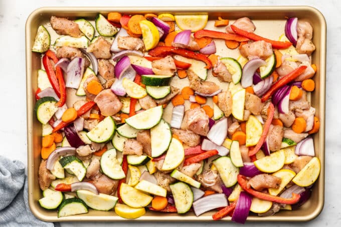 Sheet Pan Chicken and Rainbow Vegetables - The Whole Cook