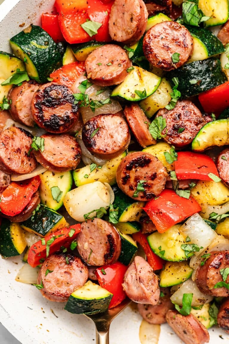 20 Minute Skillet Sausage Zucchini